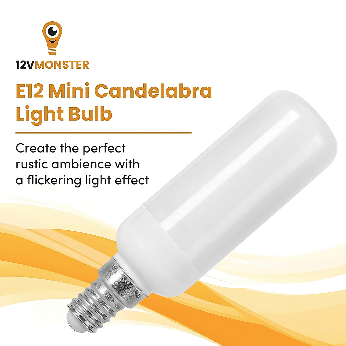 Fire Effect T6 T8 E12 LED Fire Candle Light Bulb Flame Flicker Tube Base Shape Novelty Lighting B11 Torch Rustic Farmhouse Bulbs 12mm Diameter, 100MM / 4.00" Total Length 120V ST15 3 Pack