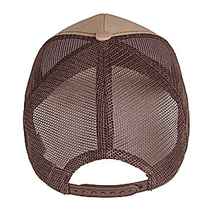 Sportoli Adult and Kids Cotton Blend and Mesh Snapback Trucker Baseball Cap Hat - Khaki