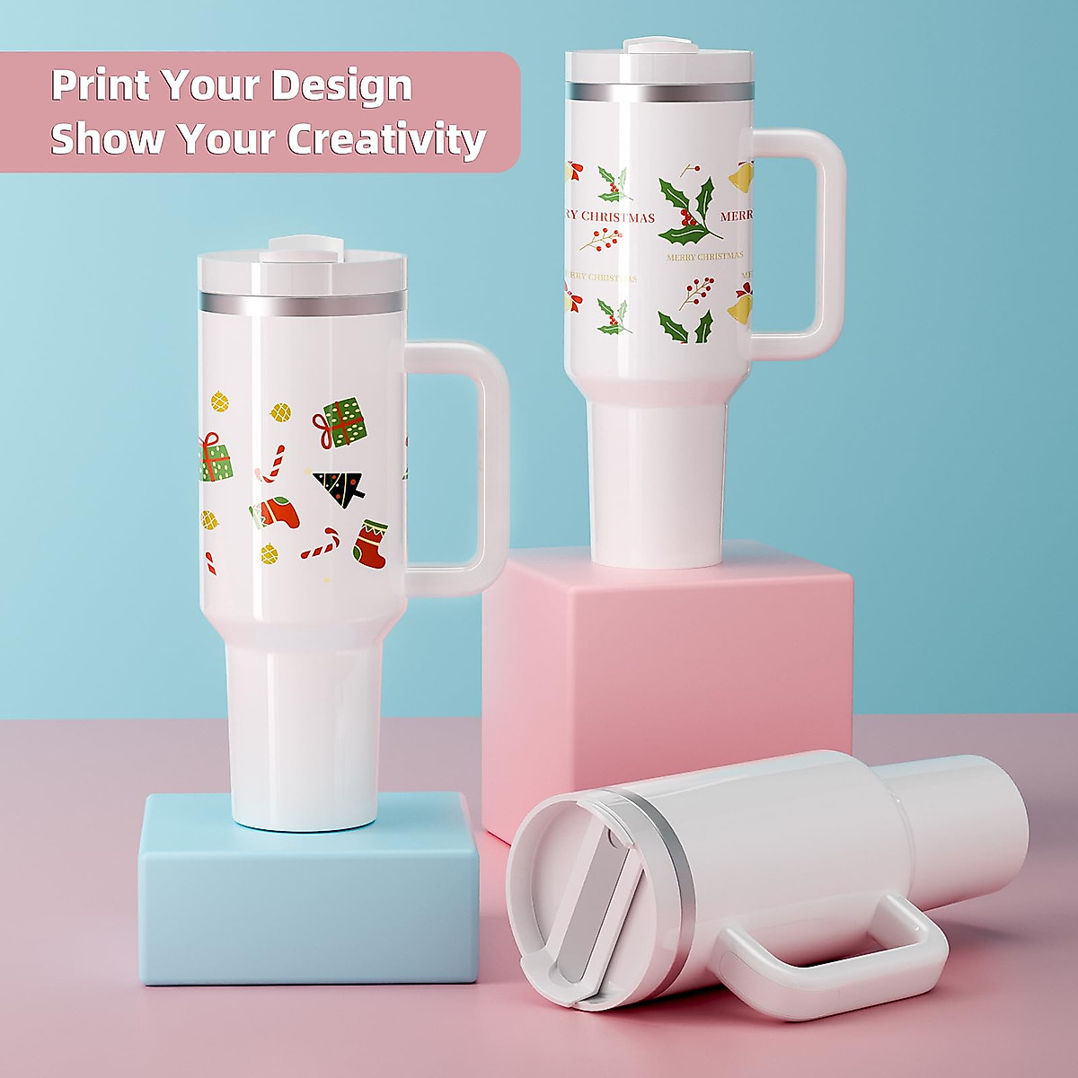 MURRICON 40 oz Tumbler with Handle and Straw,Stainless Steel Sublimation Tumblers with Handle,Vacuum Insulated Travel Mug with Lid,for Coffee and Beverages