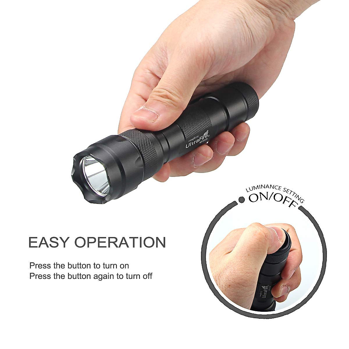 ULTRAFIRE WF-502B Single Mode Flashlight with Holster,1000 Lumen Mini Tactical LED Flashlight Duty Flashlights with Belt Holster Bright Handheld Small Flashlight (Battery not Included)