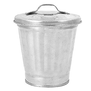 TOYANDONA Galvanized Trash Can Bucket Decorative Garbage Waste Basket Vintage Farmhouse Metal Utility Pail Desktop Garbage Bin Mini Wastebasket Trash Can Garbage Holder Flower Pot