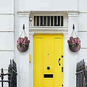 Worth Garden 6-Pack 7" Plant Hanger Bracket - Forged Wrought Iron Powder-Coated Heavy Duty Wall Hook - Black Plant Hanging Hooks - Durable and Stable for Bird Feeders, Planters Indoor & Outdoor