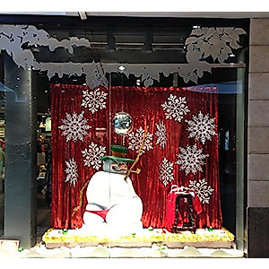 6pcs Large White Snowflakes Ornaments 12” Big Plastic Glitter Snowflake for Winter Indoor Outdoor Christmas Tree Window Room Decorations Giant Craft Snowflakes