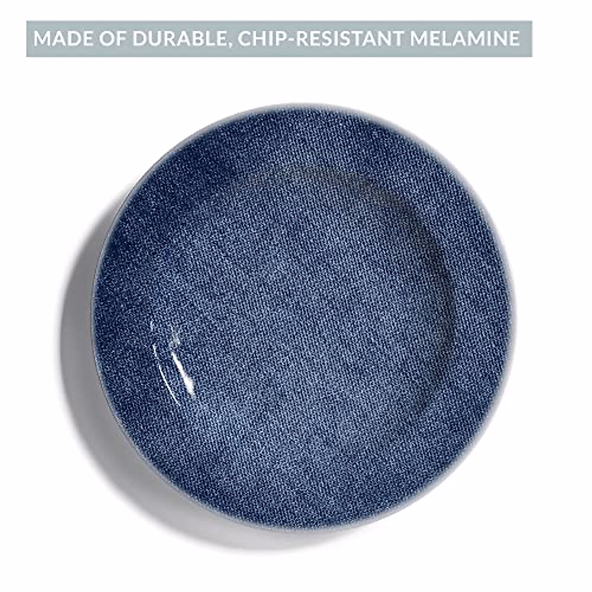 Barnyard Designs 12-piece Melamine Dinnerware Set, Durable Chip-Resistant Dishware for Indoor/Outdoor Use, Farmhouse Dishes, Service for 4, Denim Blue, (Dinner Plate: 11”, Salad Plate: 8.5”, Bowl: 7”)