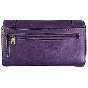 Zelris Dakota Dales Pony Horse Embroidery Mane Western Country Women Conceal Carry Tote Purse with Matching Wallet Set (Purple)