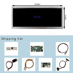 VSDISPLAY 10.3" 10.3 Inch 1920x720 850nit LCD Screen HSD103KPW2-A10 with HD-MI USB SD LCD Controller Board,Multimedia supports MP4