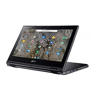 acer 2022 11.6" Convertible Touchscreen Chromebook Laptop, AMD A-Series A6-9220C Processor, 4GB RAM, 32GB Flash Storage, AMD RadeonTM R5 Graphics, Chrome OS, Black, 32GB USB Card