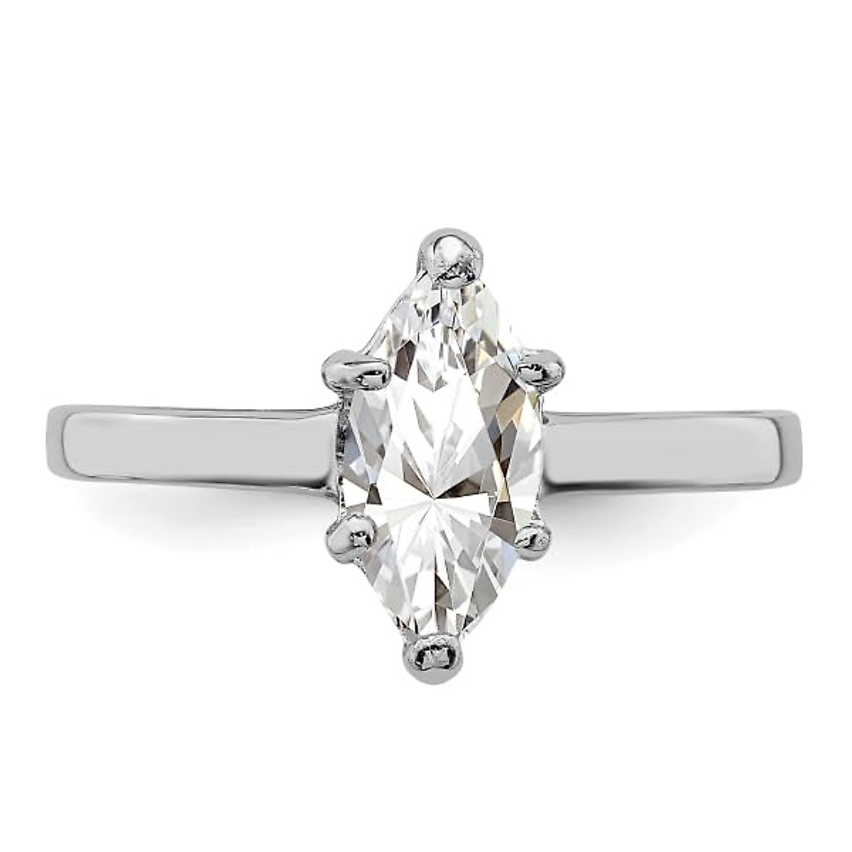 925 Sterling Silver Solitaire Marquise Cubic Zirconia CZ Engagement Ring Size 6