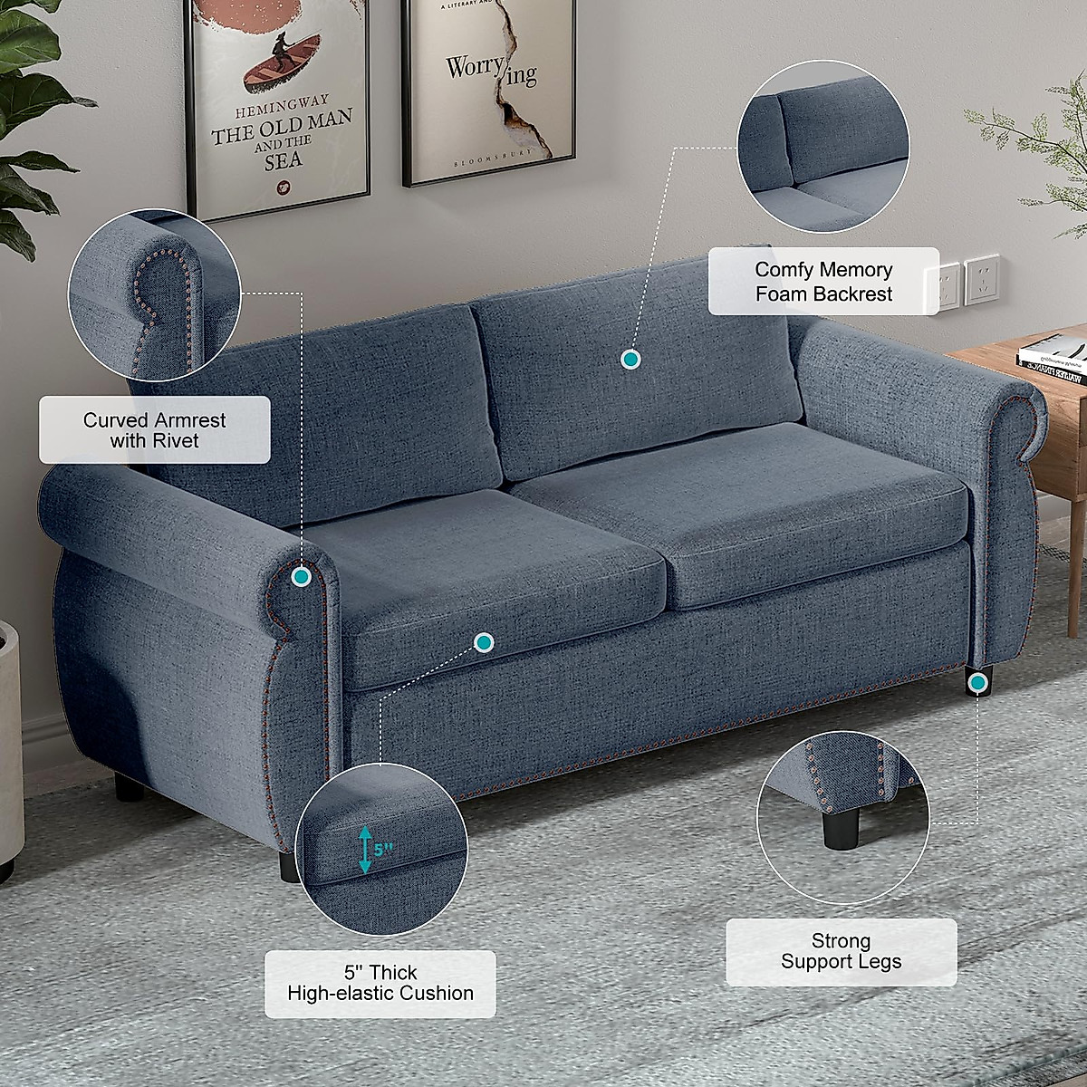 BALUS 2-in-1 Pull Out Sofa Bed, Convertible Sleeper Sofa Couch with Memory Sponge Mattress, Covers Removable and Washable, Pullout Couch for Living Room Home Office, Full Size, Dark Grey