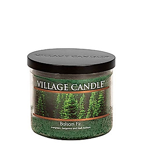 Village Candle Balsam Fir 17 oz Glass Bowl Scented Candle, Medium,Green