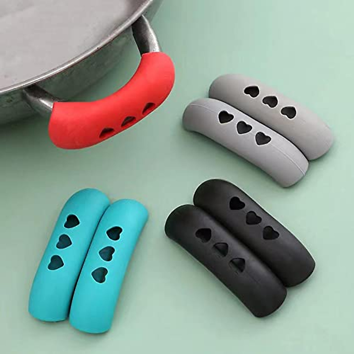 Silicone Pan Handle Cover,Silicone Assist Handle Holder Grip,Pot Grip Handle Cover Sleeve Grip,Pot Handle Holder for Cast Iron Woks,Pans,Griddles,Skillets,Plates