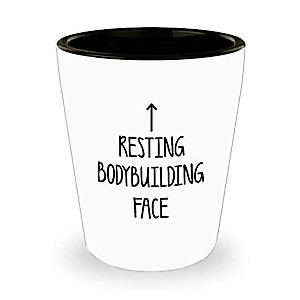 For Bodybuilders Resting Bodybuilding Face Funny Witty Gag Ideas Drinking Shot Glass Shooter Birthday Stocking Stuffer
