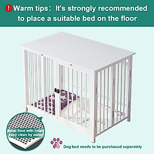UMXES Heavy Duty Dog Crate Furniture, Fully Assembled exc. Locks, All Metal Frame & Wooden Tabletop, Modern Kennel for Small/Medium Dog, End Table, Sturdy, Foldable, White