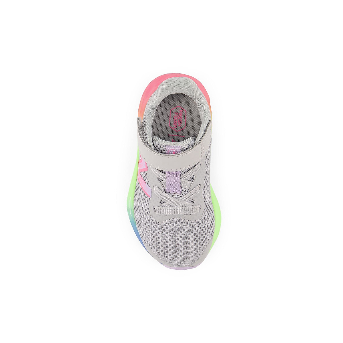 New Balance Girls Fresh Foam Arishi V4 Hook and Loop Running Shoe, Light Aluminum/Cyber Lilac/Neon Pink, 2 Little Kid