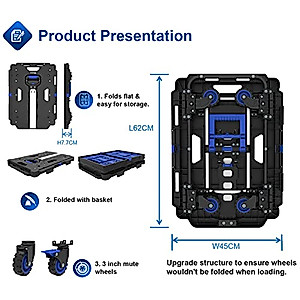 Push Cart Foldable Platform Hand Truck 300lb Weight Capacity with 360 Degree Swivel Wheels Can Splice Together with Handle, Black