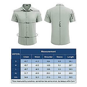 COOFANDY Men's Casual Short Sleeve Button Down Shirt Textured Summer Beach Shirt Light Green