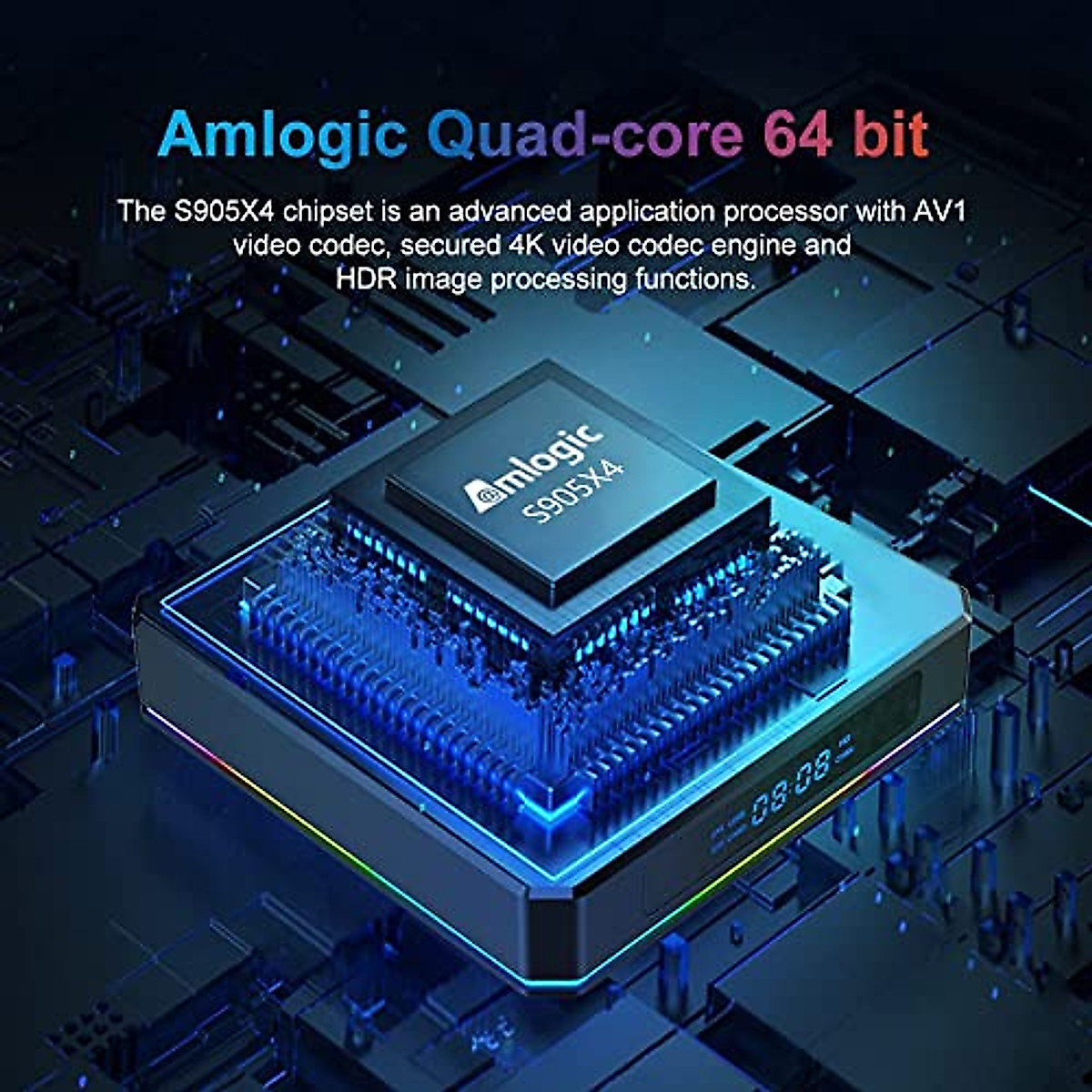 VAPEYS Android TV Box 11.0 S905X4 Quad-Core Smart TV Box Support 2.4Ghz/5Ghz WiFi Bluetooth 4.0, 8K 4K HD Tv Streaming Device,4G+64GB