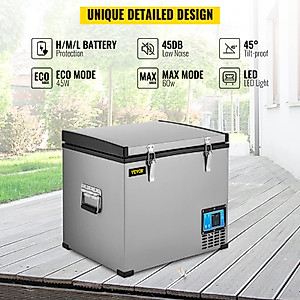 VEVOR Portable Refrigerator 64 Quart, 12 Volt Refrigerator with Compressor and App Control, Metal Shell Chest Refrigerator, -4℉ to 68℉, DC 12/24V, AC 110-240V(Home & Car Use)