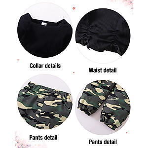 DISAUR Girls Clothes Size 3-4T Months Girl Fall Clothes Long Sleeve Square Neck Shirt Top + Floral Print Pants Girls Outfit Set, Black
