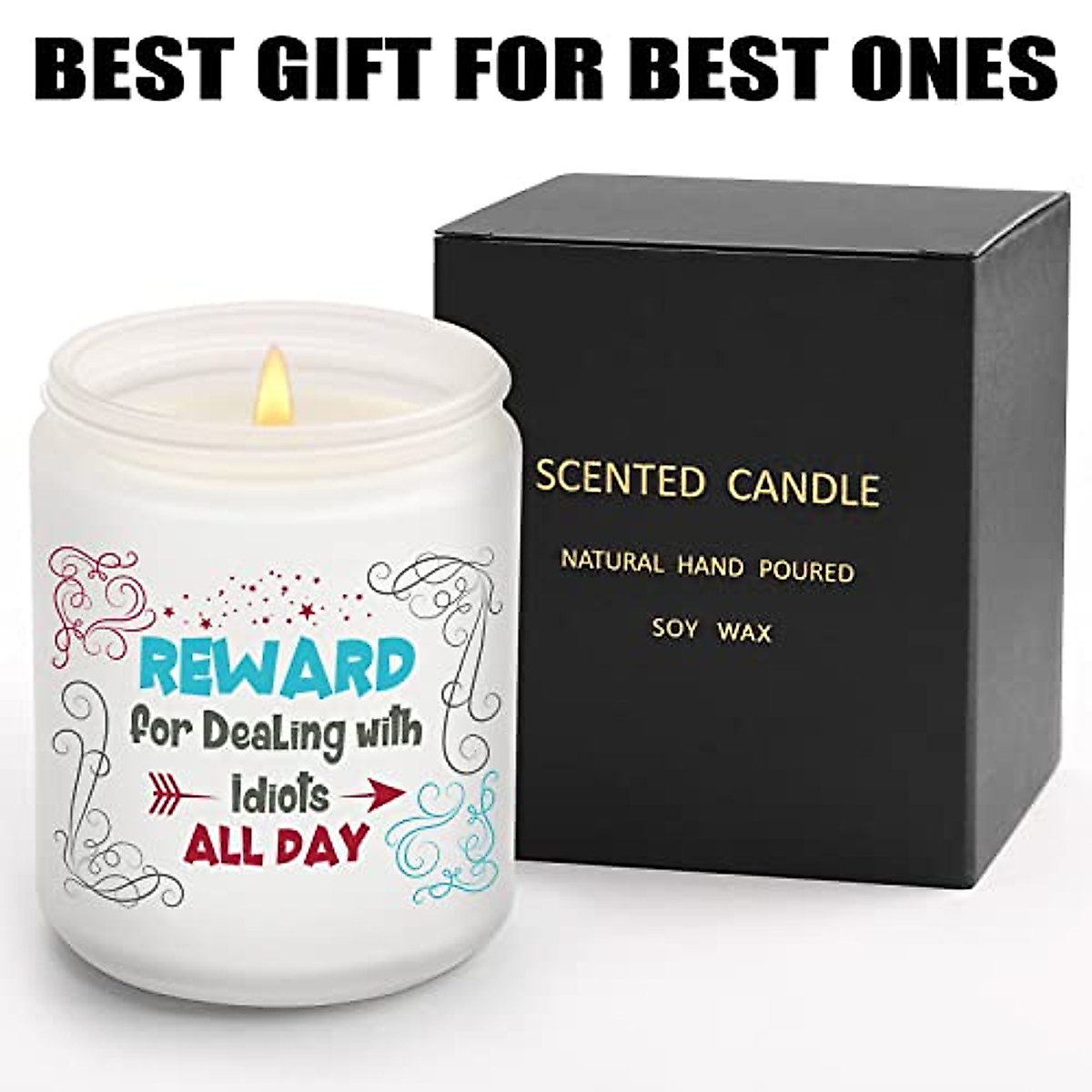 Gag Gifts for Colleagues Coworkers, Lavender Scented Candle Gifts for Roommates, Funny Birthday Gifts, Friendship Gifts for Women Her Mom Friend Sister BFF, Reward for Dealing with Idiots All Day