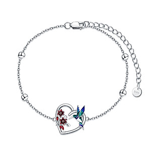 LONAGO Hummingbird Bracelet Silver Hummingbird Chain Bracelet Gift for Women