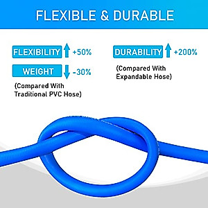 DayisTools Heavy Duty Hybrid Garden Hose 25ft, Flexible Kink Resistant Water Hose 5/8 IN x 25 Feet, Lightweight, Super Strong, All-weather, Burst 600 PSI, 3/4 IN GHT Solid Brass Fittings, Blue