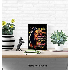 African American Wall Art Motivational Poster 8x10 - Black Art - Wall Art Black Women - Positive Inspirational Quotes Decor - Encouragement Gifts for African American Women - Afrocentric Wall Art