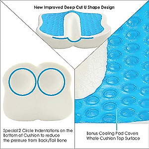 Seat Cushion for Office Chair - Pressure Relief Tailbone Pain Relief Cushion - Orthopedic Gel & Memory Foam Sciatica Pillow for Sitting - Coccyx Cushion for Car, Wheelchair, Computer and Desk Chair