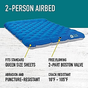 Sierra Designs Queen Campaign Air Mattress | Air Bed for Car Camping and Travel | Full TPU Construction Means no Harmful or Toxic Materials | Includes Battery Operated Pump of Easy Fast Inflation |