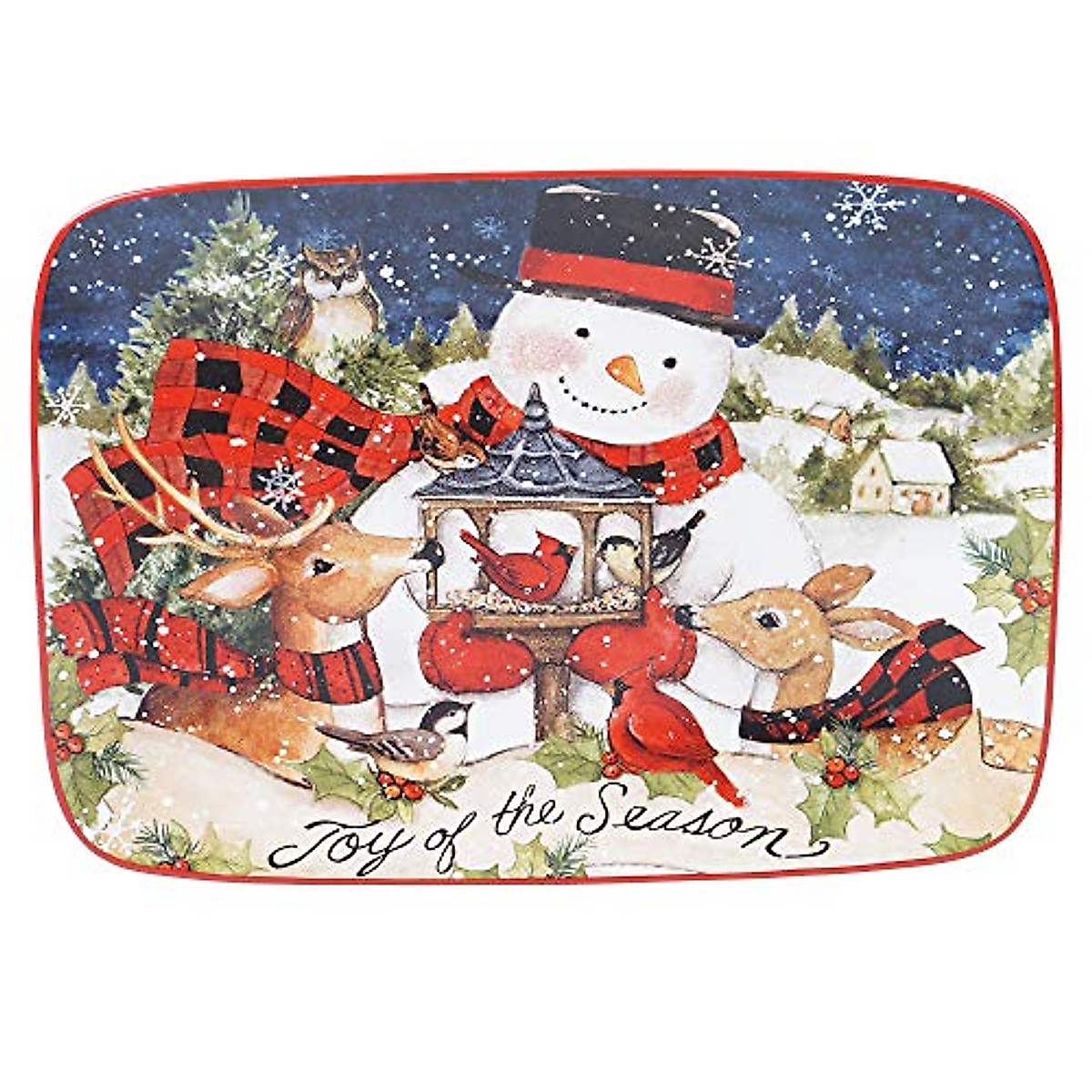 Certified International Magic of Christmas Snowman Rectangular Platter, Multicolored