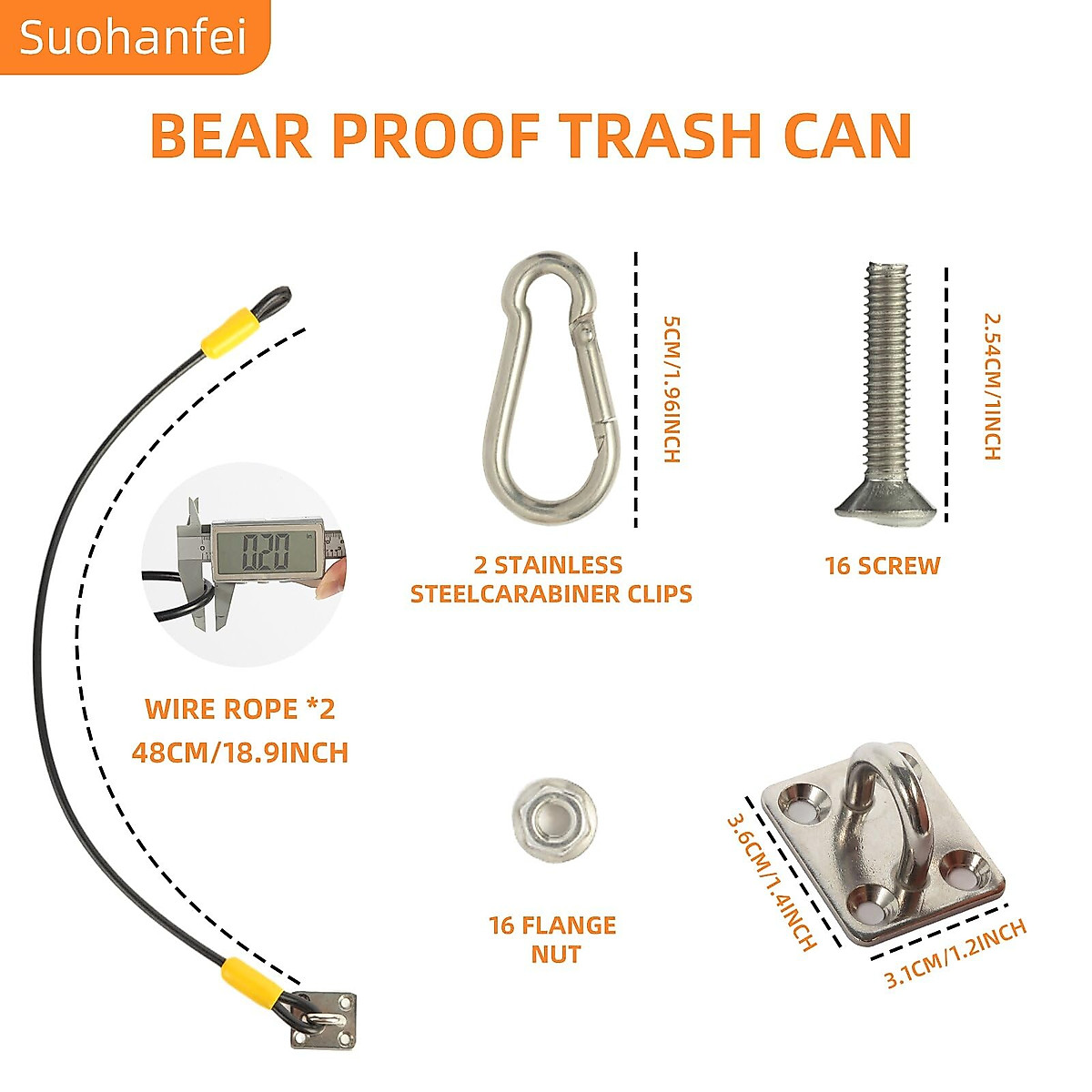 Suohanfei 2 Pcs Trash Can Lock for Animals, Raccoon Bear Proof Trash Can Lid Locks, Universal Outdoor Garbage Can Lock（Black）