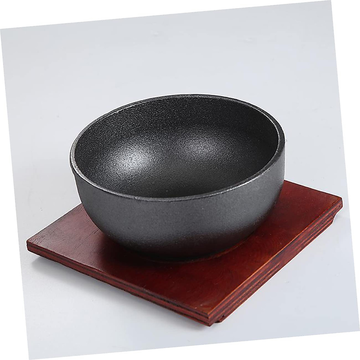 1 set Cooking Wood Cooker Food Cast Bibimbap Cookware Clay Casserole Sizzling Stew Tray Pot Stone Iron Rice Korean Household Soup Base with Bowl Style for Kitchen Induction Ramen