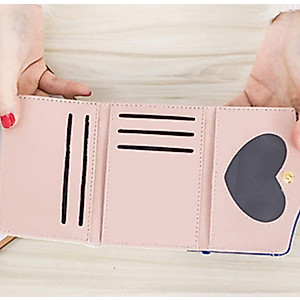 YaJaMa Sailor Moon Women Small Wallet PU Leather Bowknot Kawaii Tsukino Usagi Trifold Credit Card Holder Case for Girls (Dark Blue)