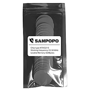 50pcs NFC Cards NFC Tags Ntag 215 NFC chip NFC 215 tag rewritable NFC Coin Cards，Compatible with Tagmo and NFC Enabled Mobile Phones and Devices, Round (25 mm/ 1 Inch)