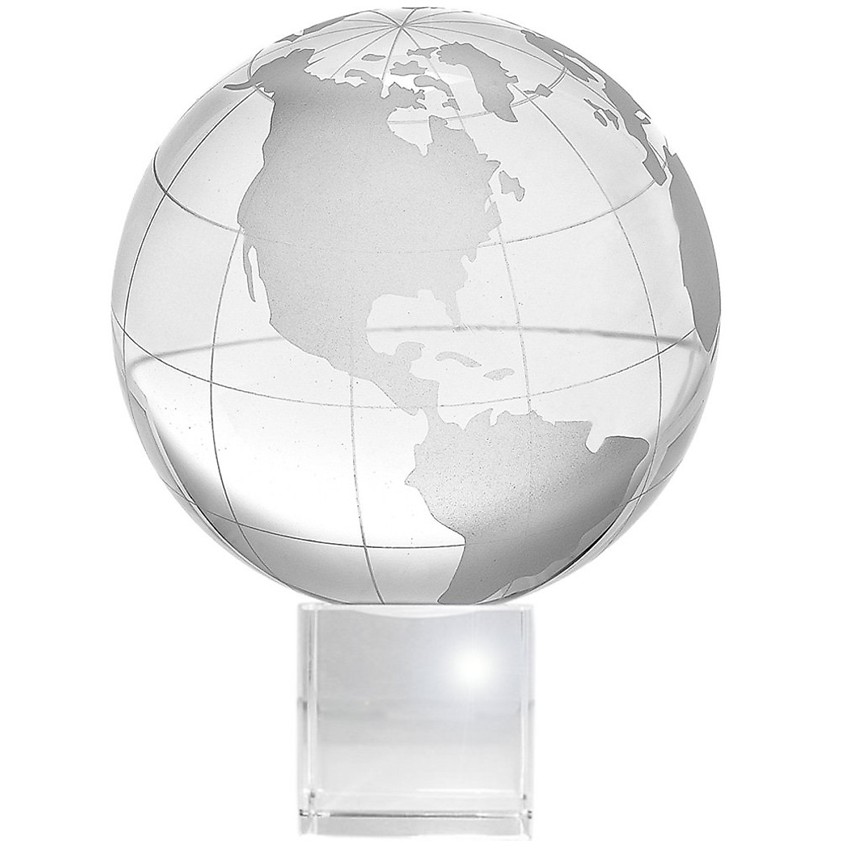 Amlong Crystal Globe (3 inch Diameter) on Crystal Stand with Gift Box - 4.75 Inch Tall