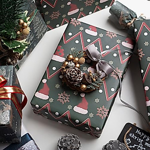 Homeral Christmas Wrapping Paper Sheet-27.6 x 19.7 inches 12 Sheets 6 Designs Kraft Paper with Christmas Tree,Reindeer,Santa,Snowman for Christmas Winter Kids Adults Celebrating