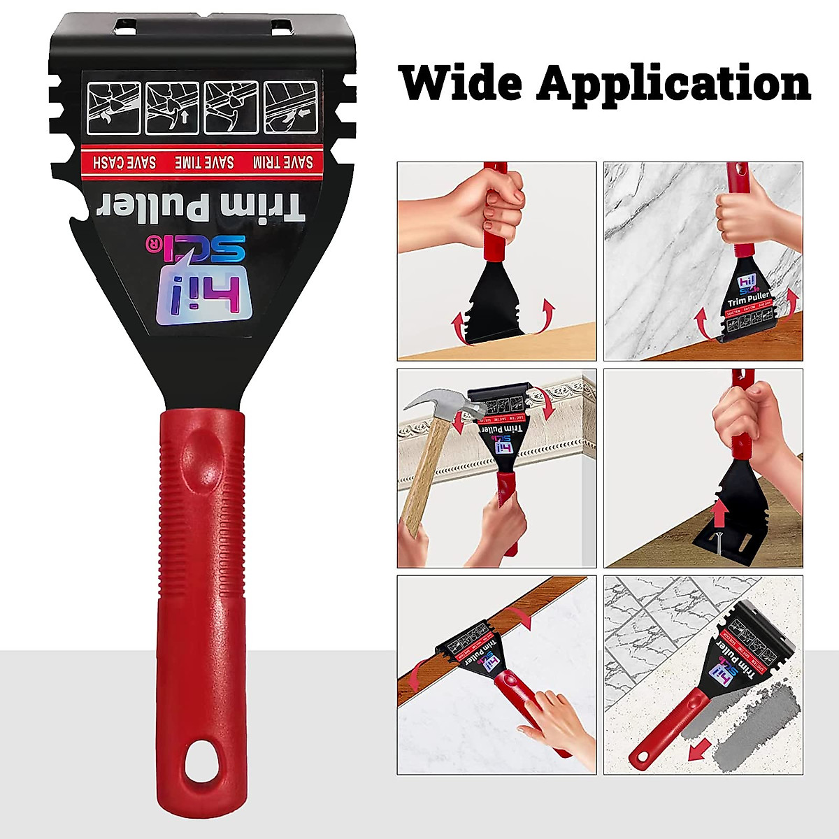 Trim Puller for Baseboard Tile Removal Tool Heavy Duty Pry Bar, Flat Pry Bar for Commercial Work, Molding, Siding and Flooring Removal