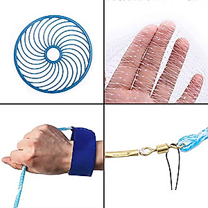 Lawaia Throw Net Saltwater Fishing Cast Net Fishing Cast Net Casting Nets Throw Cast Net Hand Throw Fishing Nets,Size 4FT/5FT/6FT/7FT/8FT/9FT/10FT/11FT/12FT Radius Monofilament-7FT