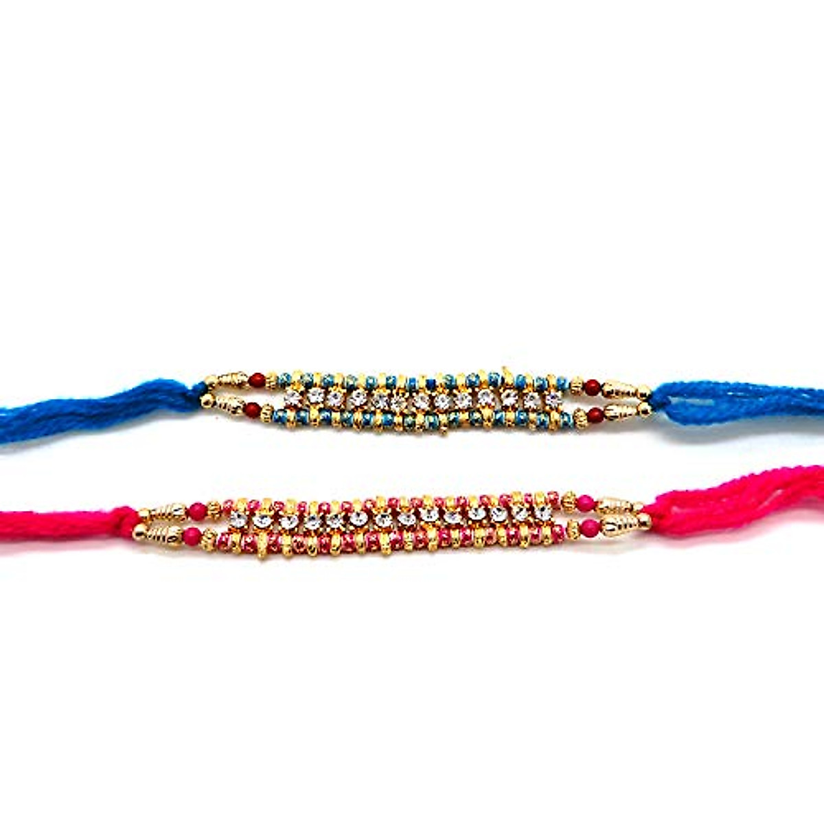 IndiaBigShop Set Of Two Rakhi, 14 Stone Rakhi Thread, Raksha Bandhan Gift For Your Brother Vary Color.