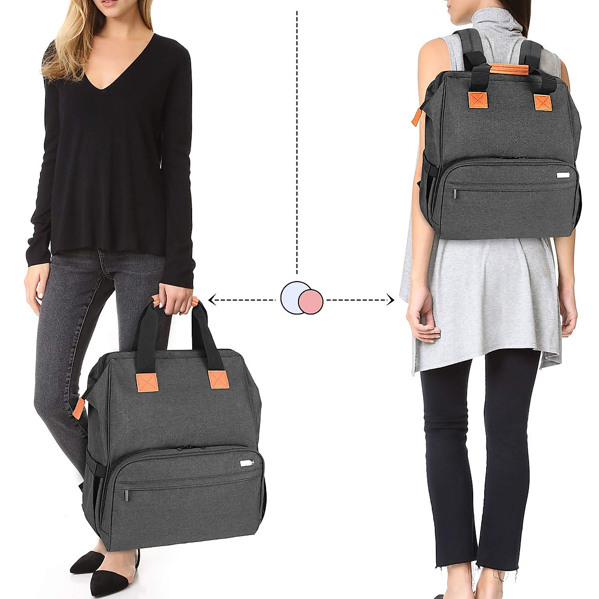 LUXJA Breast Pump Bag with Compartments for Cooler Bag and Laptop, Breast Pump Backpack with 2 Options for Wearing (Fits Most Major Breast Pump, Suitable for Working Mothers), Black