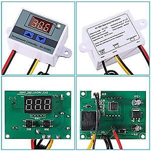 Alinan 4pcs 12V 10A 120W XH-W3001 Digital LED Temperature Controller Mini Thermostat Switch with Waterproof NTC 10K Thermistor Sensor Probe, -50℃ to 110℃ Heating/Cooling Temperature Control