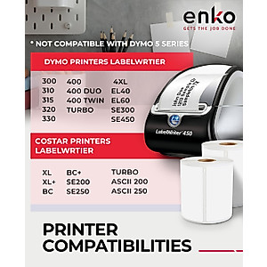 enKo Compatible Zebra 4x6 Label/Dymo Labels 1744907 (4 x 6") for Dymo Labelwriter 4XL Shipping Zebra Direct Thermal Printer (8 Rolls, 1760 Labels)