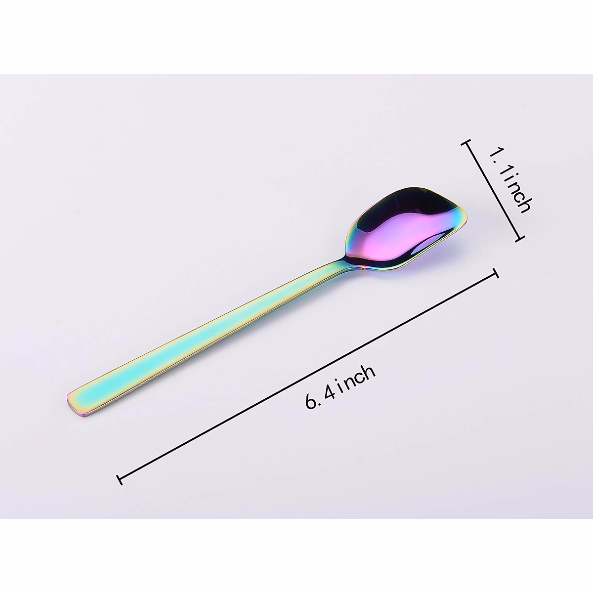 GoGeiLi Yogurt Spoon, Stainless Steel Gelato/Ice Cream Spoon, Multi-color Fruit Spoon, Dessert Spoon, 6.4-inch, Set of 6