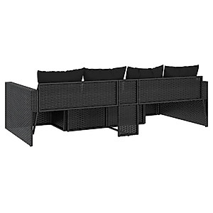 vidaXL 2 Piece Patio Lounge Set - Black Poly Rattan with Comfortable Cushions and Convenient Coffee Table - Perfect for Outdoor Living Space