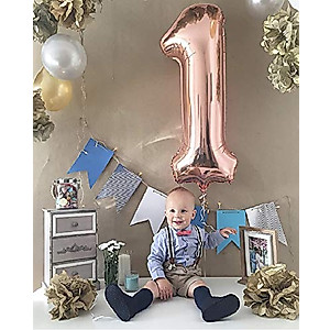 Tellpet Rose Gold Number 1 Balloon, 40 Inch