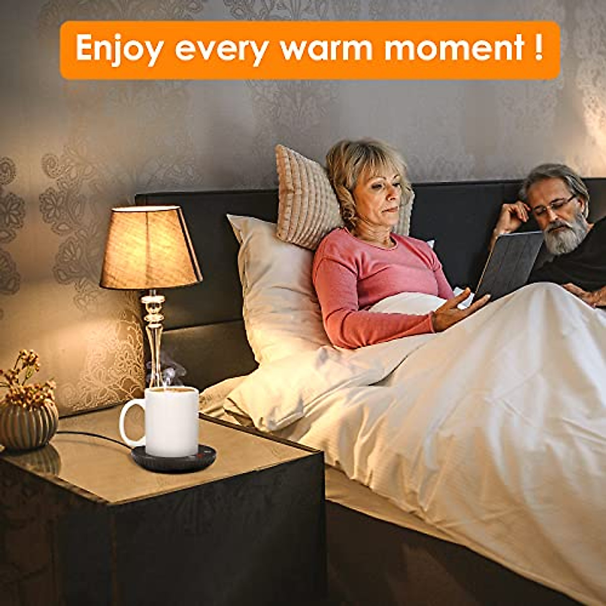 Coffee Mug Warmer, Mug Warmer for Desk 2 Temp Settings Auto ON/Off Coffee Cup Warmer with 1-12H Timer, Smart Coffee Warmer Candle Warmer for Warming & Heating Coffee, Beverage, Milk, Tea, Warm Gift