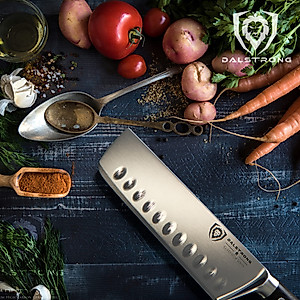 Dalstrong Nakiri Asian Vegetable Knife - 7" - Gladiator Series - Forged German High Carbon Steel - Black G10 Handle Kitchen Knife - Sheath Included - NSF Certified