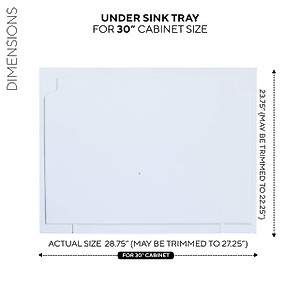 Vance Trimmable Under Sink Tray for 30 in. Base Cabinet | Protects Cabinets from Leaks and Spills | Adjustable Spill Guard for Kitchen and Bathroom Sinks