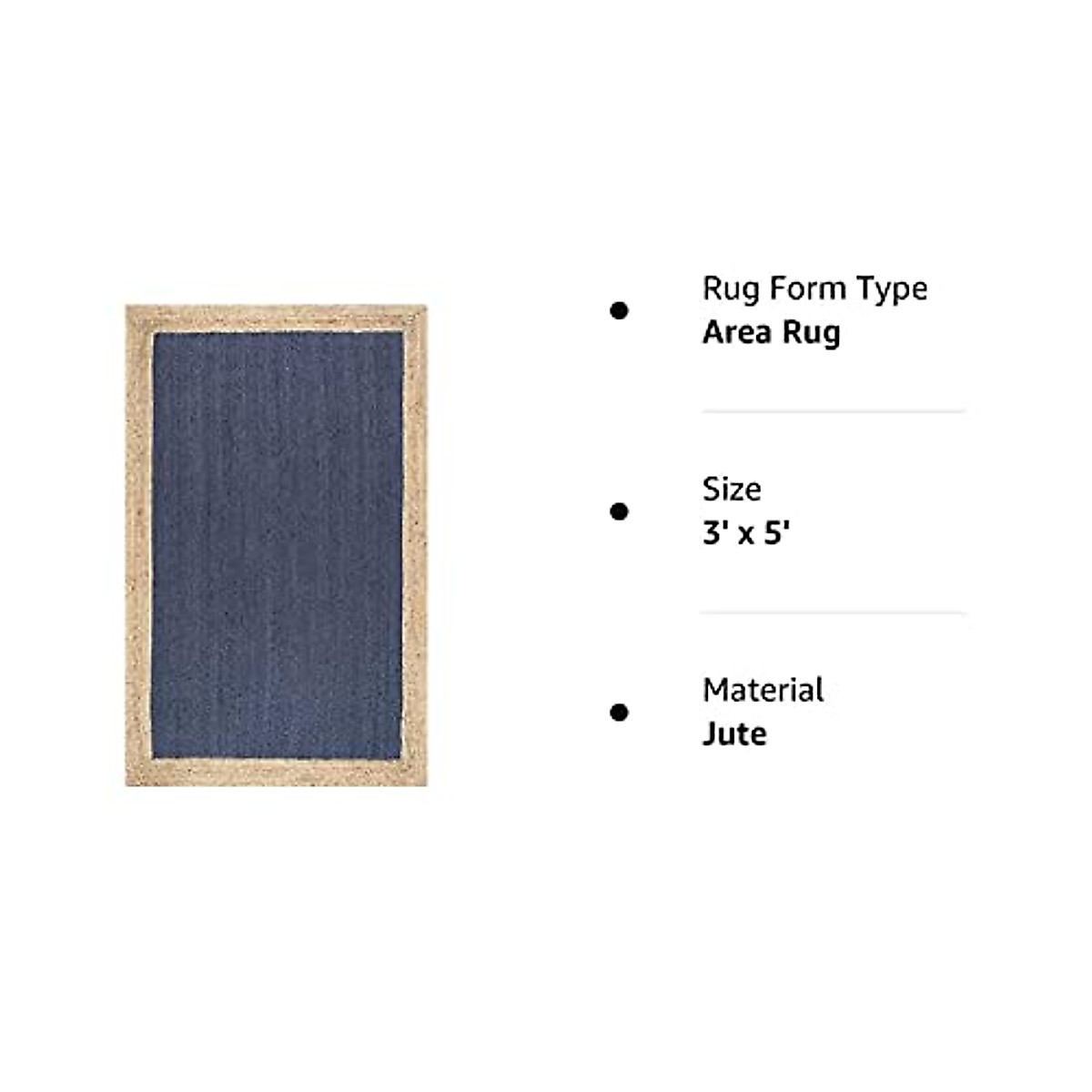nuLOOM Eleonora Hand Woven Jute Area Rug, 3' x 5', Blue
