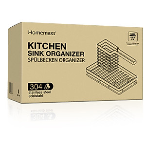 Kitchen Sink Caddy Sponge Holder: Rust Proof Kitchen Sink Organizer for Dish Rag Soap Brush - Sponge Holder with Drain Tray for Counter